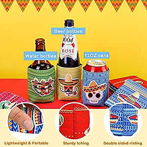 12 Pcs Mexican Can Cooler Sleeves Fiesta 12 oz Insulated Neoprene Can Cover for Soda Beer Beverages Cactus Mexican Party Decorations Cinco De Mayofiesta Party Supplies