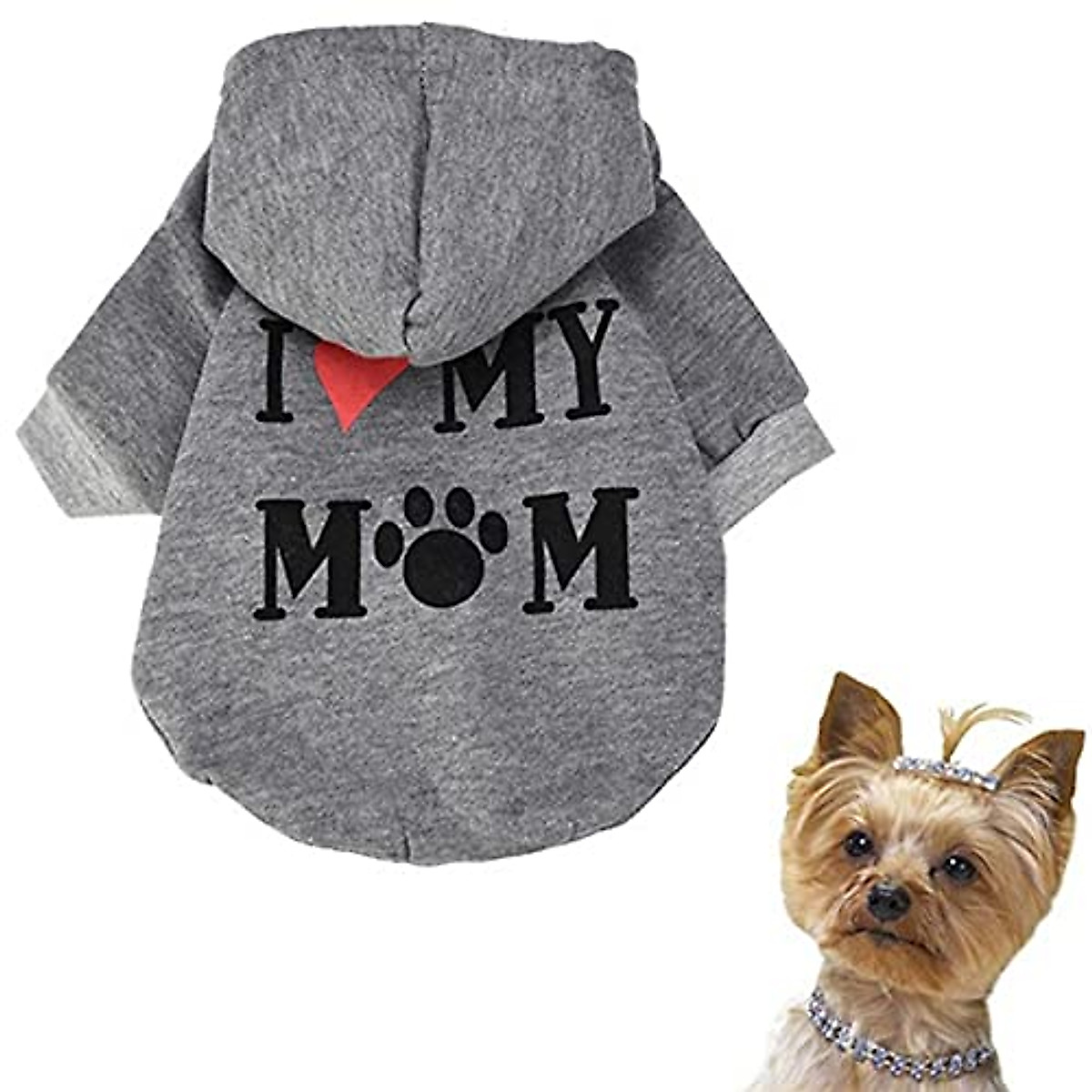 Breathable Dog Outfit Doggies Soft Comfy Sweatshirt Hoodies for Dogs Pet Printed Clothes Pet Dogs Jacket Puppy T Shirts Grey X-Small