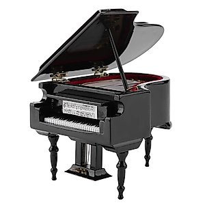 Wal front Exquisite Wooden Mini Piano Model with Stool Pedal Display Decoration Home Coffee House Ornament Gift for Birthday Valentine's Day (1094.5cm)