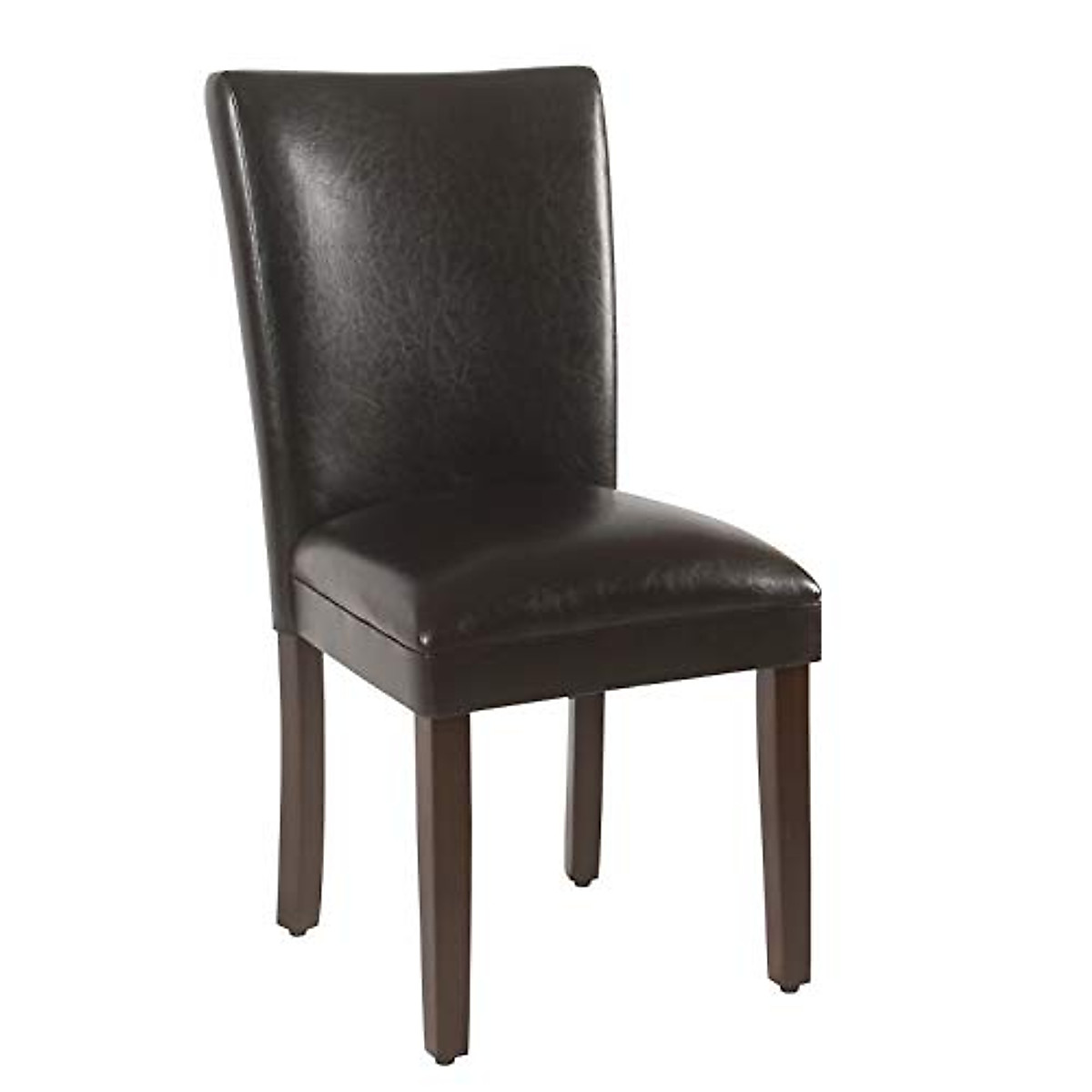 HomePop Parsons Upholstered Accent Dining Chair, Set of 2, Dark Brown Faux Leather