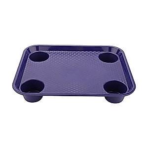 G.E.T. FT-20-CB BPA-Free Stackable Cafeteria / Fast Food Tray, 17" x 14", Cobalt Blue (Set of 12)