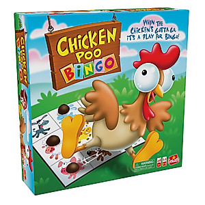 Goliath Chicken Poo Bingo Game - Wind-Up Chicken Drops Poos On Bingo Game Board - Ages 4 and Up, 2-4 Players