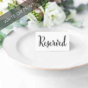 Andaz Press Table Tent Place Cards On Perforated Paper, Formal Black And White, Reserved, 20-Pack, Placecards Table Settings Reserved Table Signs Reserved Seating Signs Reserved Signs For Tables