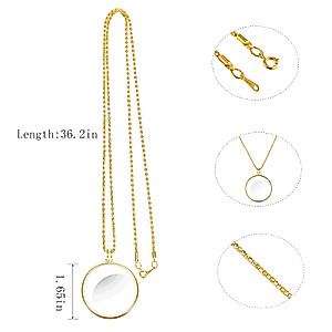 10X Handheld Magnifier Mahogany Handle Magnifier and 5X Necklace Magnifier Reading Magnifying Glass for Reading,Insect Observation, Rocks, Map, Crossword Puzzle,Jewelry