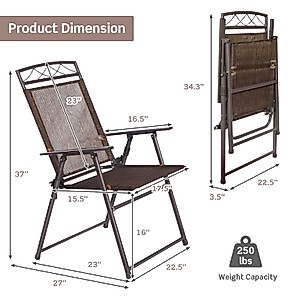 Tangkula Set of 4 Patio Folding Chairs, Foldable Patio Chairs Sling Chairs for Backyard Poolside Balcony, Portable Camping Chair Lawn Chair Outdoor