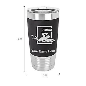 LaserGram 20oz Vacuum Insulated Tumbler Mug, Swimming, Personalized Engraving Included (Silicone Grip, Black)