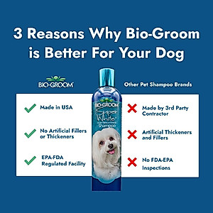 Bio-Groom Super White Shampoo and Silk Creme Rinse Conditioner - Dog Bathing Supplies, Puppy Shampoo, Puppy Conditioner, Cat & Dog Grooming Supplies for Sensitive Skin - 12 Fl Oz Each, 1-Pack