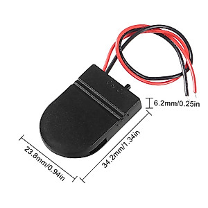 AOICRIE 12PCS 1X 3V CR2032 Battery Holder Coin Button Cell Battery Holder Case with ON/Off Switch Lead Wire Type (Black)