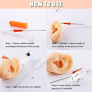 Autdor Catheter Piercing Needles 50Pcs Mixed IV Catheter Needles 14G 16G 18G 20G and 22G Ear Nose Piercing Needles Hollow Needles for Lip Tongue Belly Navel Nipple Cartilage Piercing Kit