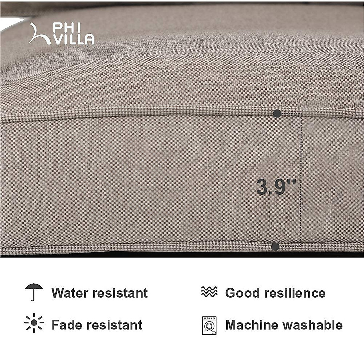 PHI VILLA Patio Conversation Sets 3 Piece Outdoor Bistro Set, 2 Steel Patio Chairs with Padded Cushions & 1 Coffee Side Metal Table