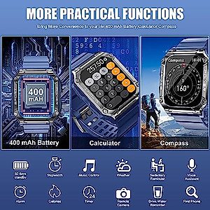 Military Smart Watch, 1.95''HD Waterproof Smart Watches for Men with Bluetooth Call (Answer/Dial Calls), 133 Sports Modes Rugged Outdoor Tactical Fitness Tracker Smart Watch for Android iPhone