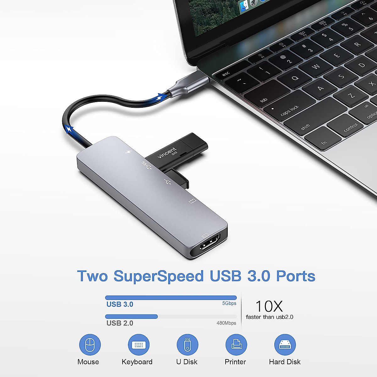 UUETKNN USB C HUB 6 in 1 USB C Laptop Docking Station Dual with 4K HDMI 2 USB 3.0 SDMicro SD Card Reader 87W PD Charging and USB C to A Adapter Compatible grey 6.69 x 3.54 x 0.79 inches