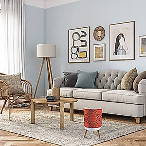 Small Trash Can with Lid Seamless Based on Ornament Paisley Bandana Print Vintage Style Silk Wood Legs Press Cover Garbage Bin Round Waste Bin Wastebasket for Kitchen Bathroom Office 7L/1.8 Gallon