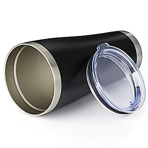 MEWAY 30oz Stainless Steel Tumblers,Vacuum Insulated Cups Double Wall Large Tumbler with Lid,Durable Powder Coated Thermos Coffee Mugs for Ice and Hot Drink (Black,1)