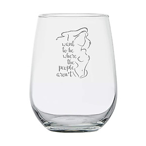 I Want to be Where the People Aren't Funny Mermaid Gift Birthday Present Anniversary Gifts Couples Handmade Mermaid Wine Glass Introvert Humor (15oz)