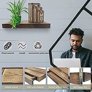 Yleric Wall Floating Drawer Shelf 16.93 x 7.87 Inch Wall Decor Storage Wall Mounted Shelves for Bathroom Bedroom Kitchen Rustic Balsa Wood Floating Shelves (Brown)