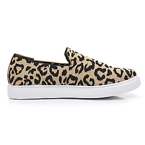 CullForYou Women's Lightweight Knit Walking Shoe (7 M US, Leopard)