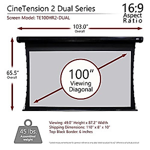 Elite Screens CineTension 2 WraithVeil Dual Projector Screen, 100-inch 16:9, Indoor Electric Motorized Automatic Front Rear Projection Movie Screen, TE100HR2-DUAL| US Based Company 2-Year Warranty