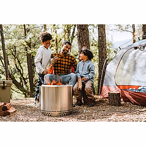 Solo Stove Bonfire 2.0 with Stand, Smokeless Fire Pit | Wood Burning Fireplaces w/Removable Ash Pan, Portable Outdoor Firepit - for Camping, Stainless Steel, H: 16.75 in x Dia: 19.5 in, 21.75 lbs
