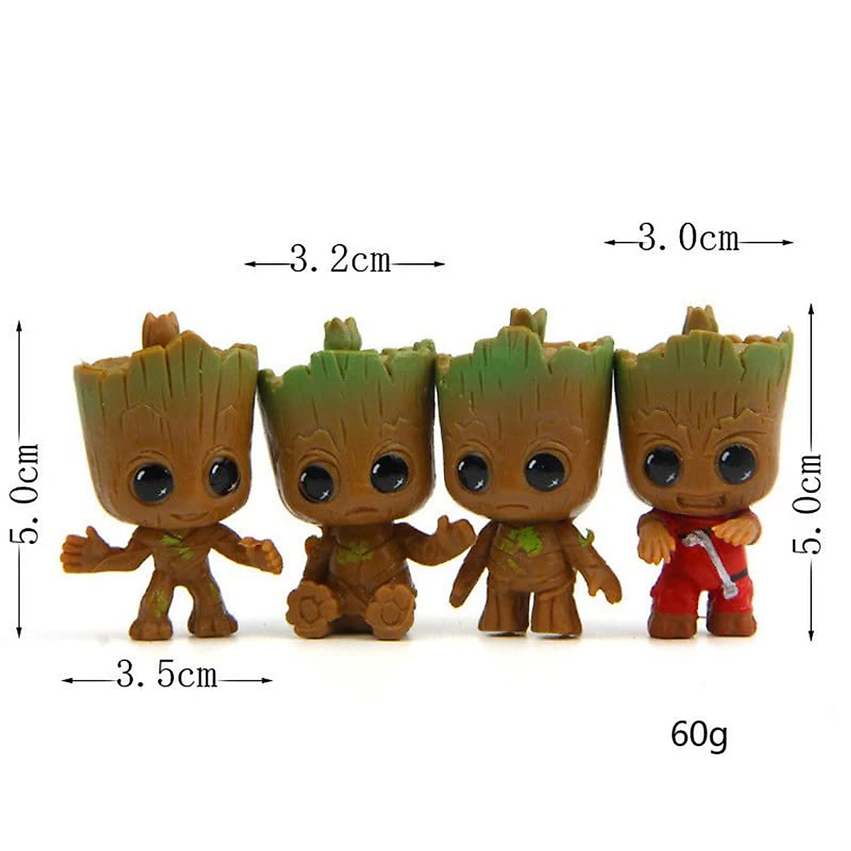 ZEshops 4pcs/Set Miniature Fairy Garden Sitting Groot Figurine PVC Statue Groot in for Kids Home Car Decor Gift