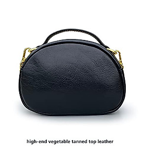 Leather Bags Purses and Handbags Shoulder Bags for Women Soft Leather Ladies Crossbody Bag Top handle satchel Bag Mini Bag (Black)