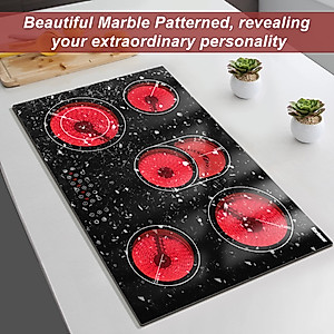 Karinear Electric Cooktop 30 Inch, Built-in Electric Stove Top 5 Burners Ceramic Cooktop with Marble Pattern, 8400W, 220-240V Hard Wire No Outlet Plug, Glass Cooktop
