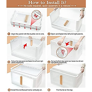 3 Packs Storage Bins with Lids, FODIENS Stackable Plastic Storage Bins Closet Organizers with Wheels Double Doors, 8.4Gal Collapsible Storage Box Containers for Home Office School Storage (8.4 Gal - 3 Pack)