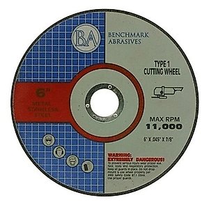 Benchmark Abrasives 6" Pro Metal Self-Sharpening Steel Cutting Cutoff Wheel .045" Thick 7/8"Arbor, Angle Grinder Wheel, Grinder Cutting Wheel - 50 Pack
