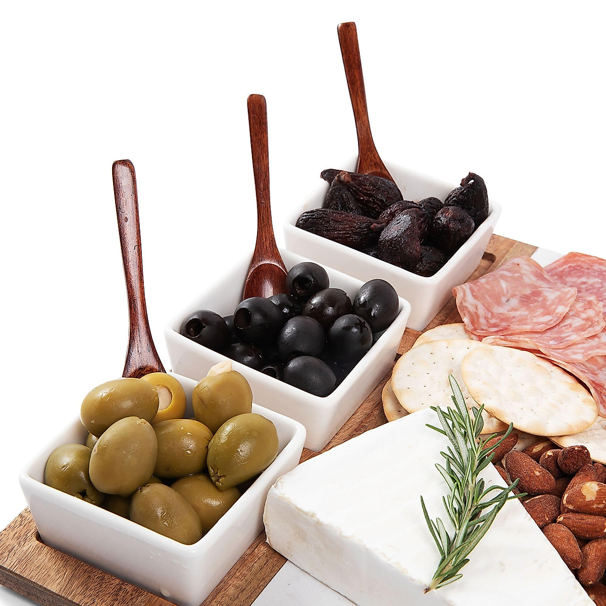 Acacia Wood and Marble Charcuterie Board Set - 11 Piece Cheese Board Serving Platter - Includes Knives, Bowls, Spoons - Gift Appetizer Board with Accessories - Housewarming and Holiday Unique Gift