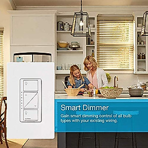 Lutron Caseta Smart Home Dimmer Switch, Compatible with Alexa, Apple HomeKit, and The Google Assistant | for LED Light Bulbs, Incandescent Bulbs and Halogen Bulbs | PD-6WCL-LA | Light Almond 3-Pack