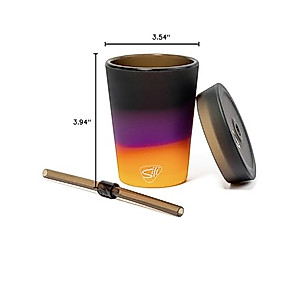 Silipint: Silicone Kids 8oz Straw Tumblers: 2 Pack - Moon Beam & Sun Storm -Unbreakable Cups, Airtight Lid, Flexible, Sustainable