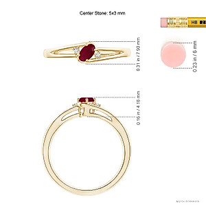 Angara Natural Ruby Engagement Ring For Women with Diamond in 14K Yellow Gold (Stone Size-5x3mm, Stone wt-0.25, Ring Size-9) - July Birthstone Jewelry Gift