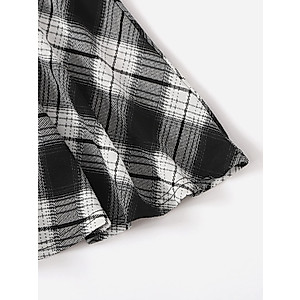 SOLY HUX Girl's Letter Print Sweatshirt Top and Plaid Skirt Set 2 Piece Outfits Black White 11-12Y