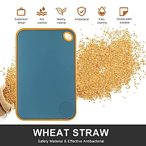 Bonjin Cutting Board for Kitchen(Set of 3), Wheat straw PP material Chopping Boards-BPA Free Mats, Dishwasher Safe, Juice Grooves Non-Slip Design