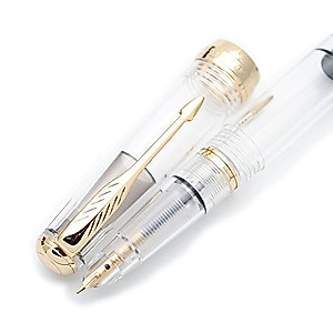 czxwyst 618 Toso Piston Fountain Pen (Transparent with Golden Clip)