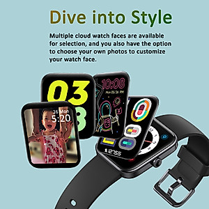 Vowtop Fitness Tracker for Men Women with Aluminum Alloy Frame, Alexa Built-in 1.69'' DIY Dial with Blood Oxygen & Heart Rate Monitor, 14 Sport Modes Smart Watch for Android iOS Phone, Black