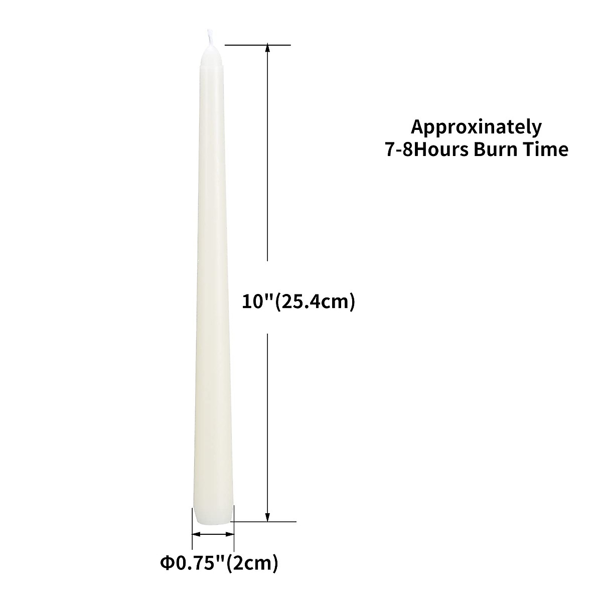 qinxiang 30 Pack Ivory Taper Candles, 10 inch (H) Dripless, Unscented Dinner Candle, Smokeless Taper Candles, Paraffin Wax with Cotton Wicks, Approxinately 7-8Hours Burn Time