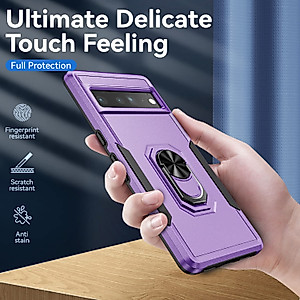 Fucozan for Google Pixel 7 Pro Case with Kickstand Armor Magnetic Ring Rugged Protective Military Grade Shockproof Case for Pixel 7 Pro Phone Case (Violet)