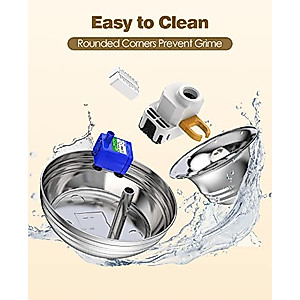 oneisall Cat Water Fountain Stainless Steel,2L/67oz Quiet Cat Fountain Water Bowl for Multiple Pets,Low Noise Water Fountain for Cats Inside