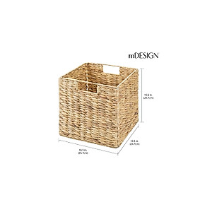 mDesign Woven Hyacinth Durable Closet Storage Organizer Basket Bin - for Cube Furniture Shelf Organizing in Bedroom, Bathroom, Office - Holds Clothes, Blankets, 2 Pack - Natural