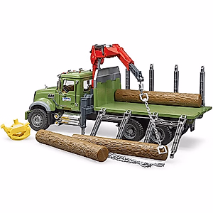 Mack Granite Timber Truck with Loading Crane and 3 Trunks