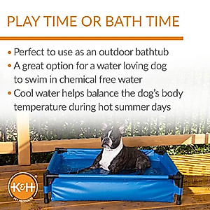 K&H Pet Products Pet Pool and Canopy, Collapsible Dog Swimming Pool, Outdoor Portable Bath Tub, Medium 25 x 32, Gray