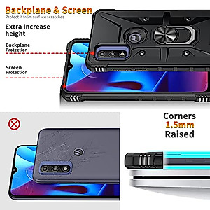 Vecomelo for Moto G Play 2023 Case with HD Screen Protector, [Military Grade] 16ft. Drop Tested Cover with Magnetic Kickstand Car Mount Protective Case for Motorola G Play 2023, Black