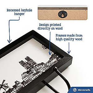 Decorada Paris Decor for Bedroom (4 Towel/Coat Hooks) Paris Bathroom Decor - Paris Wall Decor Made from Wood 3.5 x 16.9 & Wall Mounting Screws