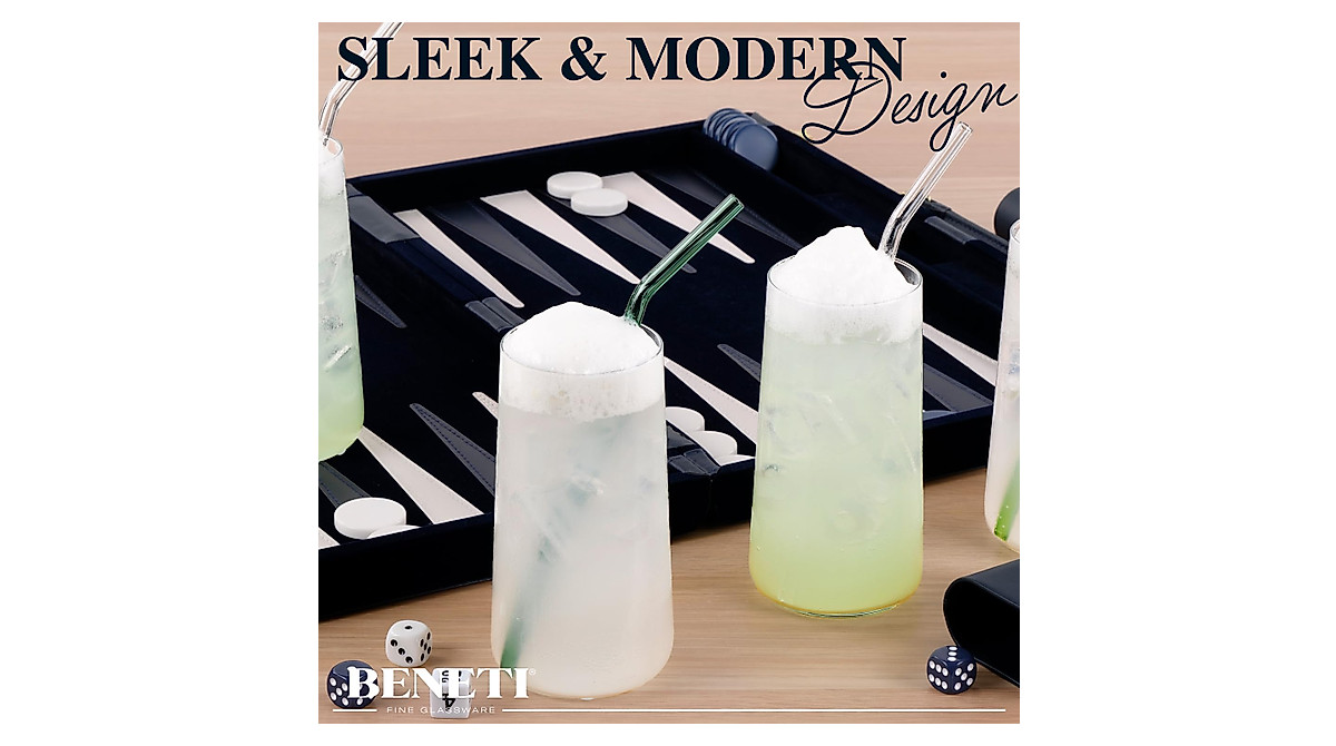 BENETI Modern Glass Highball Set of 4 - Stylish & Durable