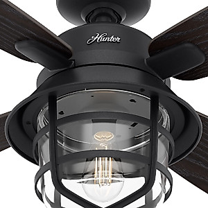Hunter Fan Company 50391 Hunter Port Royale Ceiling Fan with LED Light and Remote Control, Natural Iron Finish, 52