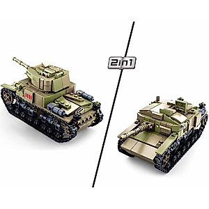 DAHONPA M13/40 Tank Army Building Block(463 PCS),WW2 Military Historical Collection Model with 2 Soldier Figures,Toys Gifts for Kid and Adult.
