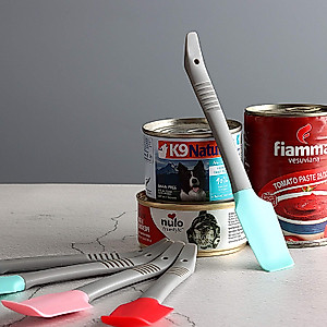 Yoku Made- Silicone Mini Spatula, Curved Small Spatula, Kitchen Scraper Spatula, Wet Pet Food Can Spatula, Jar Spatula, for Cooking Baking Frosting or Mixing, 6pcs