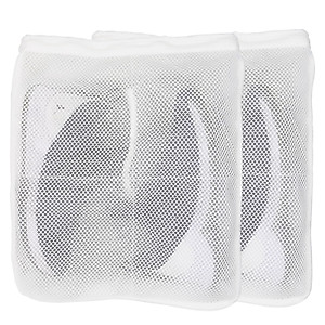 2Pcs Large Shoes Laundry Bags for Washing Machine, Fits Sneaker up to Size 14, Double Layer Mesh 16x14x3 inch Wash Bag with Built-in Divider