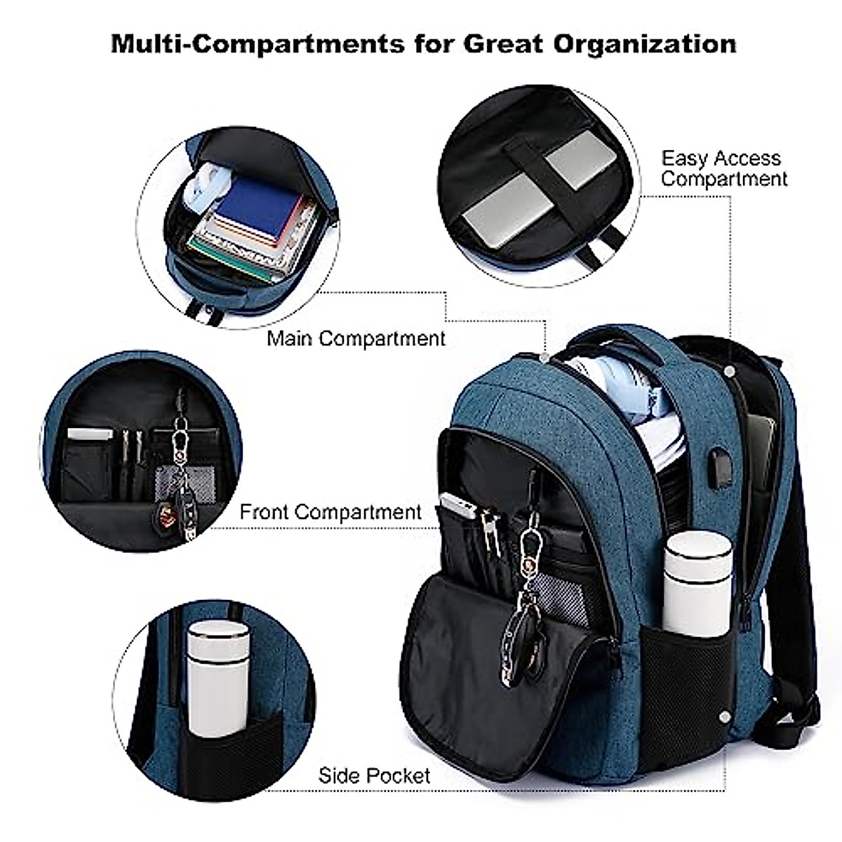 BIKROD Backpack for Boys Men, School Backpack for Teens Girls, Lightweight Casual High School Bookbag, Daily-use Travel Laptop Backpack with USB Charging Port Fits 15.6 Inch Notebook